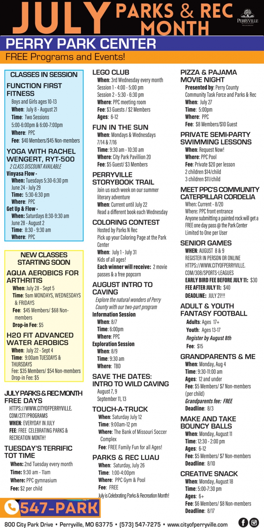 Free Programs and Events!, Perry Park Center, Perryville, MO
