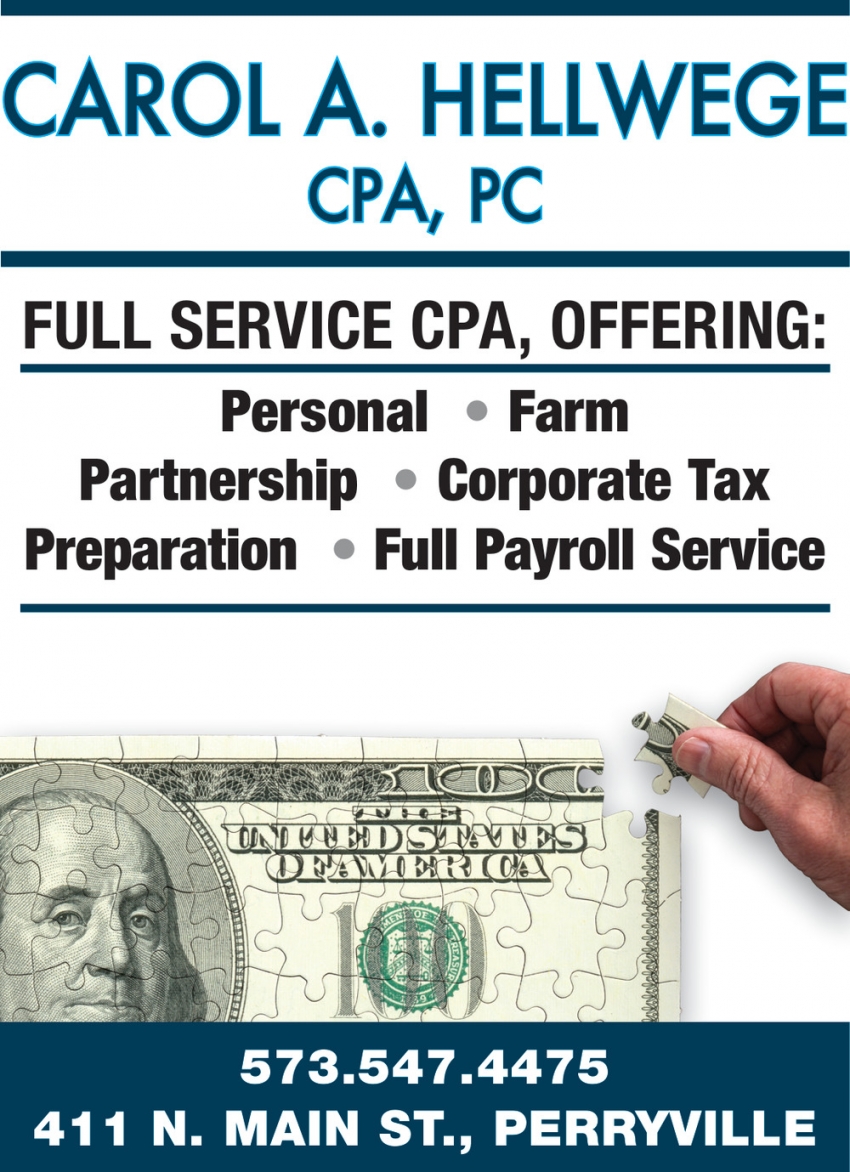 Certified Public Accountant, Carol A. Hellwege CPA, PC, Perryville, MO